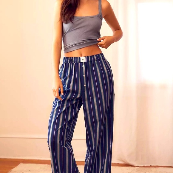 Anthropologie | Intimates & Sleepwear | Striped Blue Boxer Pajama Pants ...